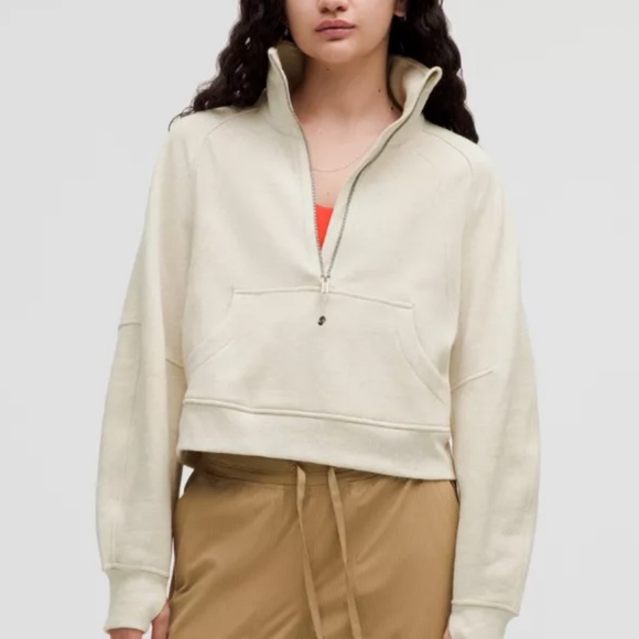 lululemon athletica | Tops | Lululemon Cream Cropped Scuba Size Ml ...
